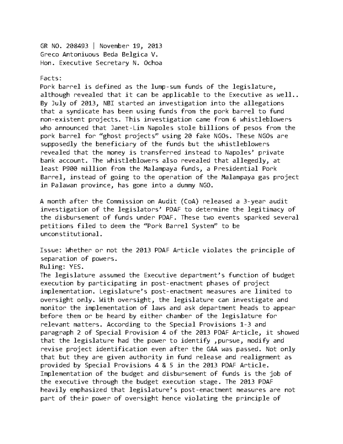 PDAF Case Digest 8 - Philippine Politics and Governance - Studocu