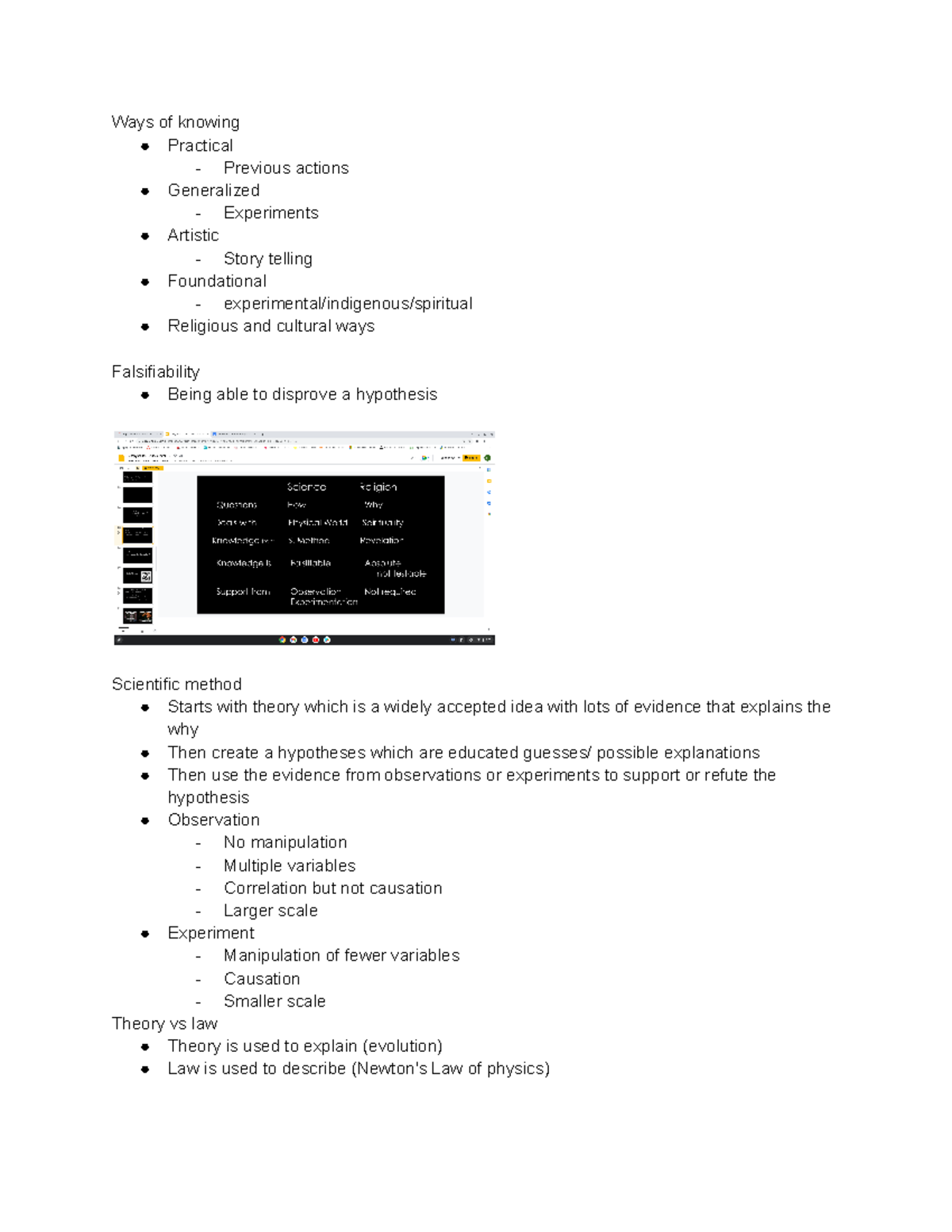 Bio 206 Module 1 notes - Ways of knowing Practical - Previous actions ...