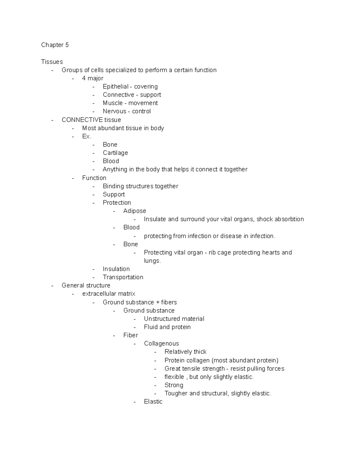 Lecture Notes - 2/20/2018 - Chapter 5 Tissues - Groups of cells ...