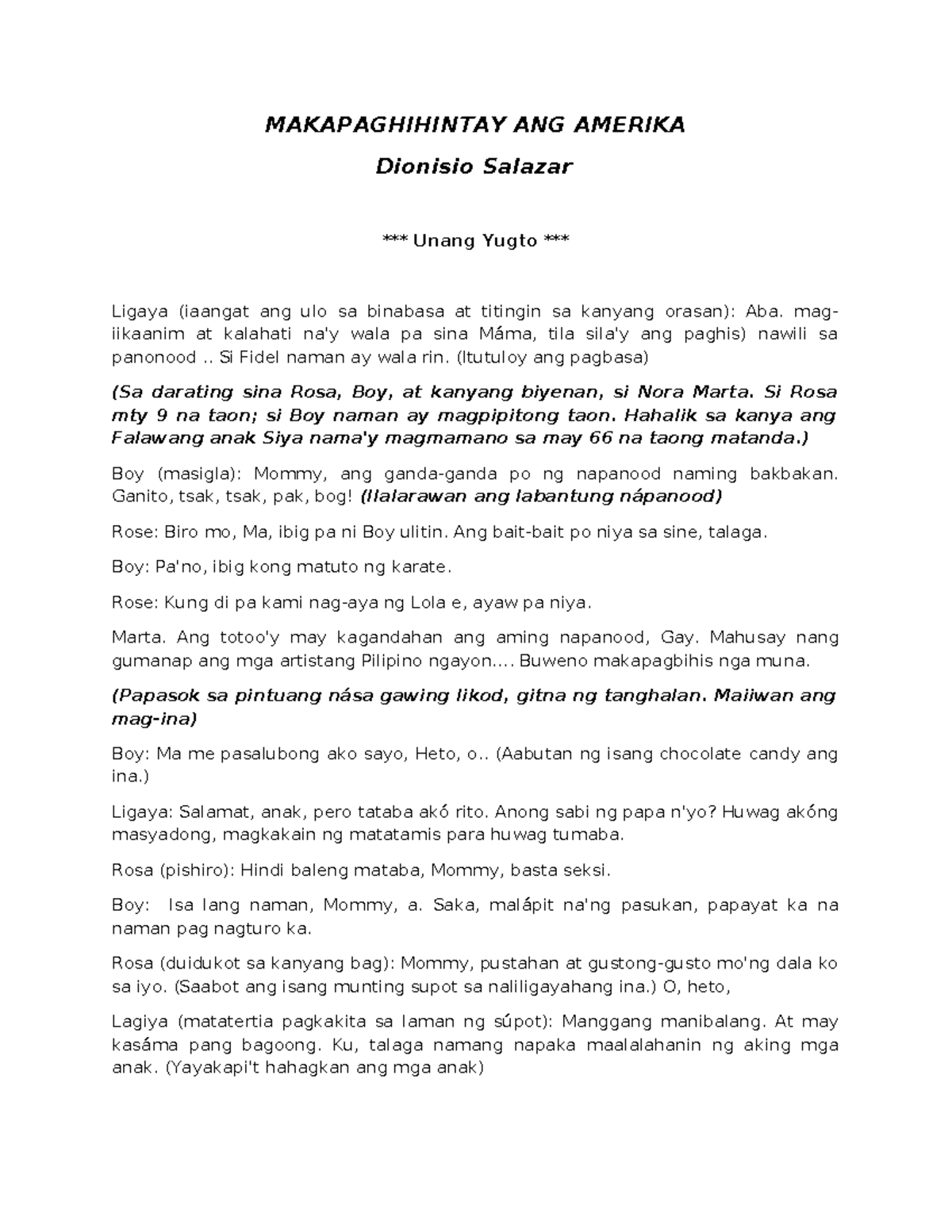 491072670 Makapaghihintay ANG Amerika docx - MAKAPAGHIHINTAY ANG AMERIKA Dionisio Salazar ...