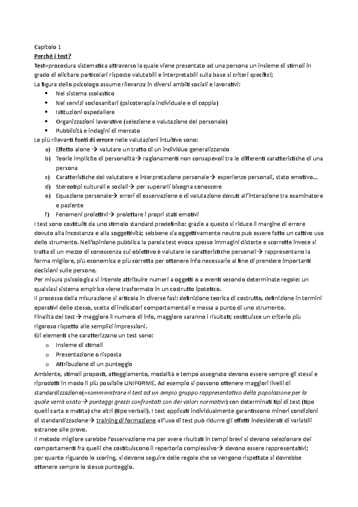 Riassunti capitolo 1 e 2 di test psicologici - Capitolo 1 i test ...
