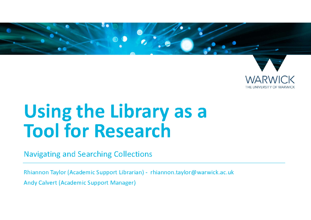 Using the Library as a Research Tool - Using the Library as a Tool for ...
