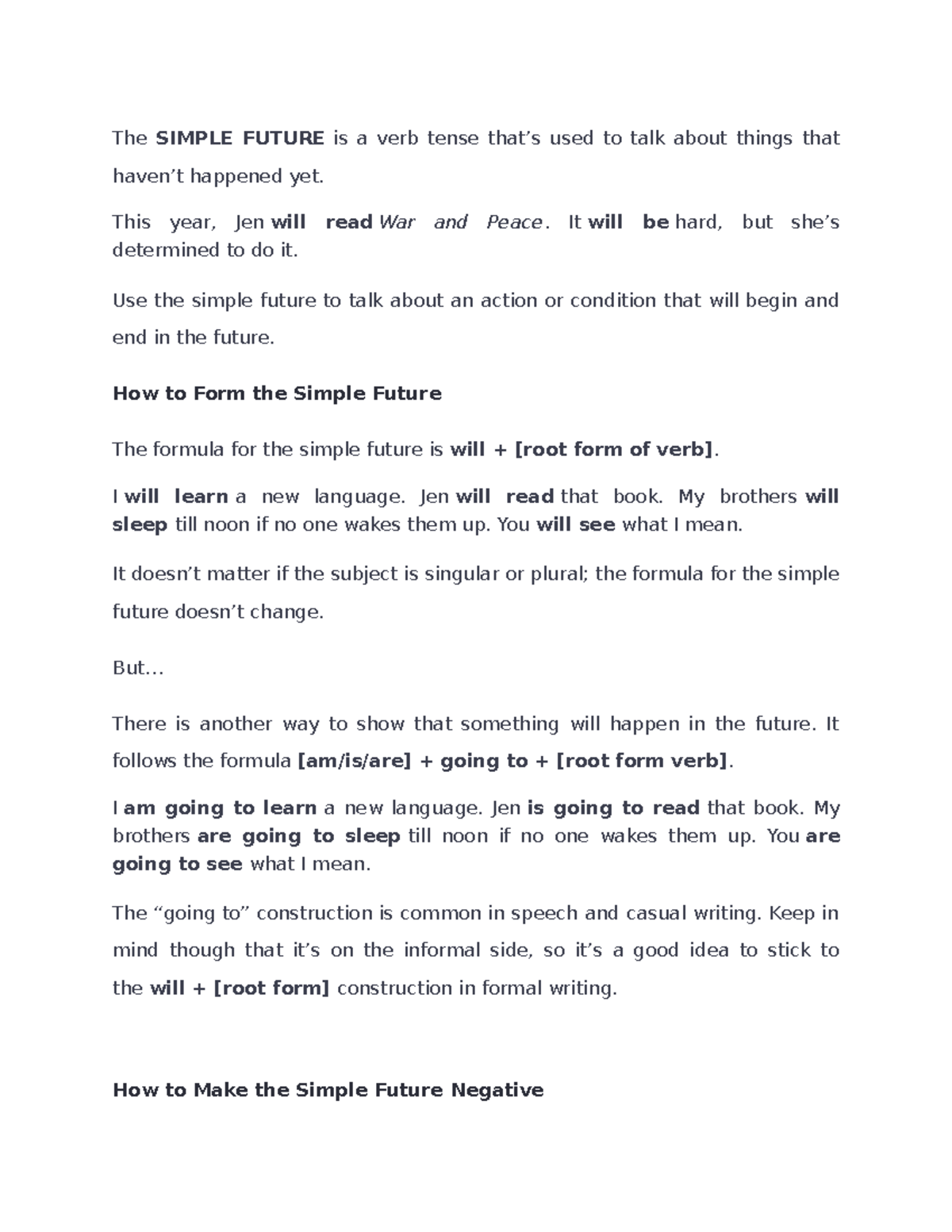 Simple- Future- Tense - The SIMPLE FUTURE is a verb tense that’s used ...