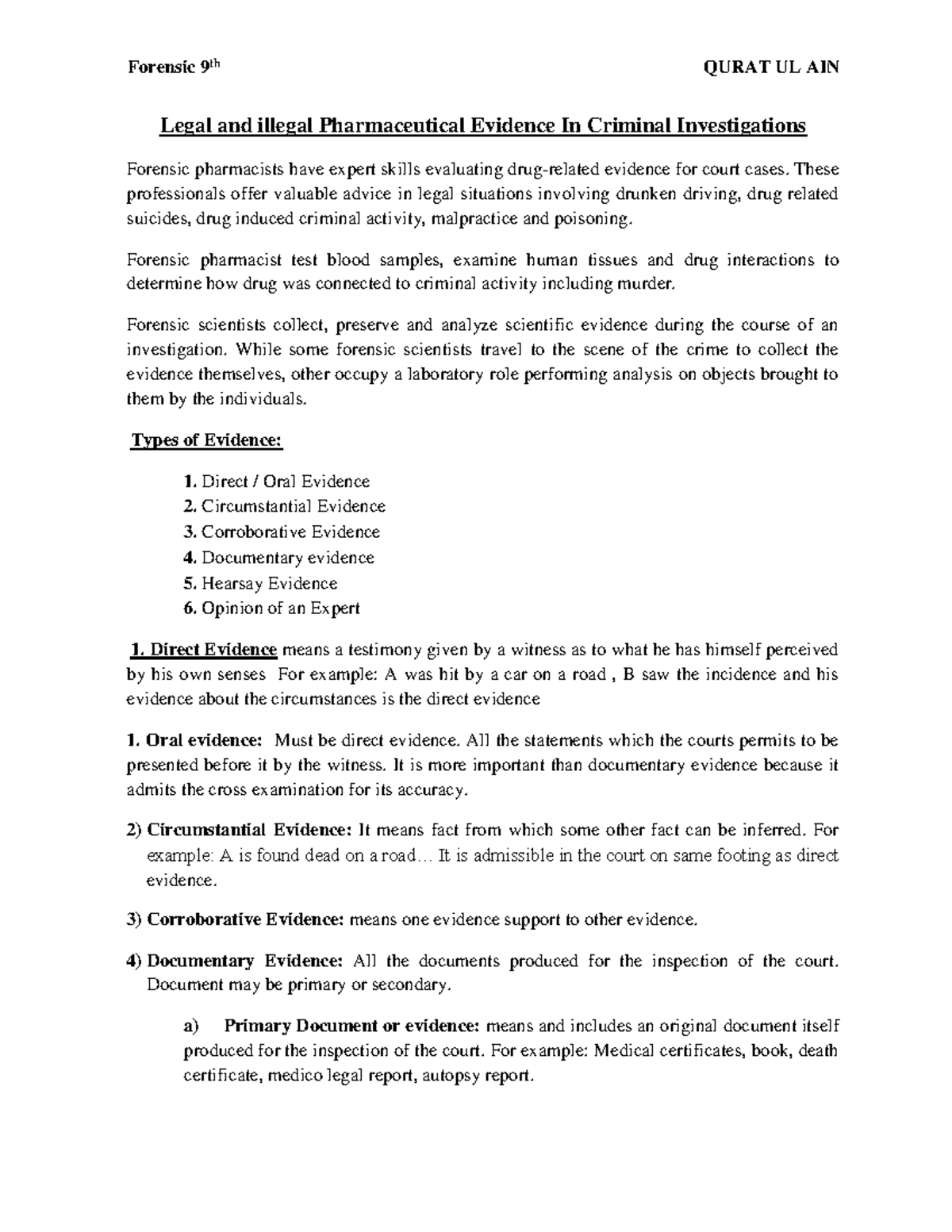 Legal and illegal Pharmaceutical Evidence In Criminal Investigations ...