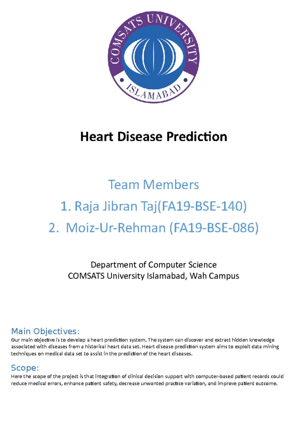 Heart Disease Prediction proposal - Heart Disease Prediction Team ...