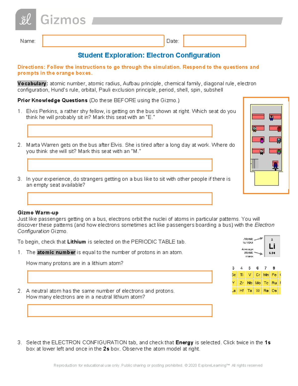 Electron Configuration SE - Name: Date: Student Exploration: Electron ...
