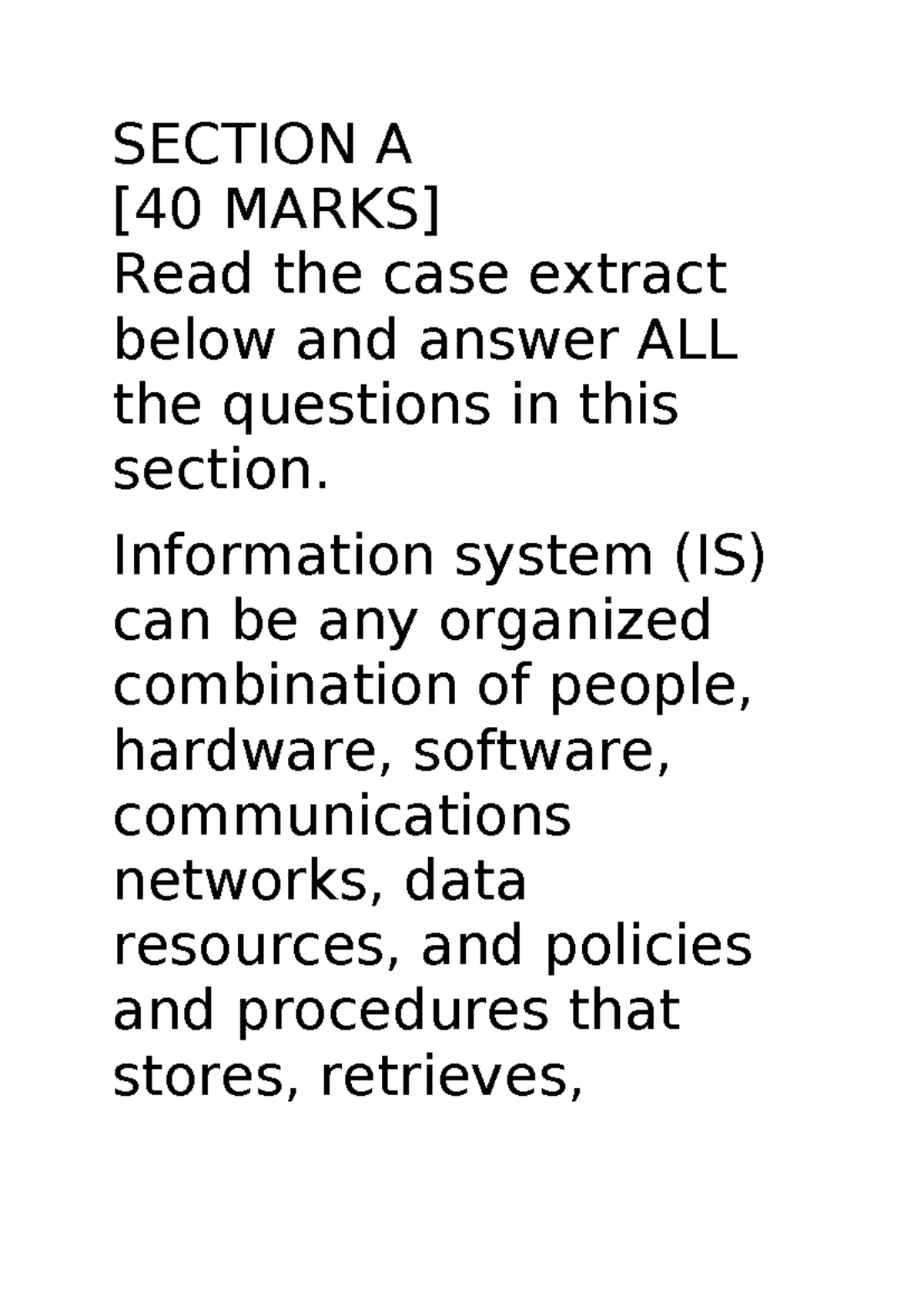 NOV2023 PAST Paper Studocu - SECTION A [40 MARKS] Read the case extract below and answer ALL the ...