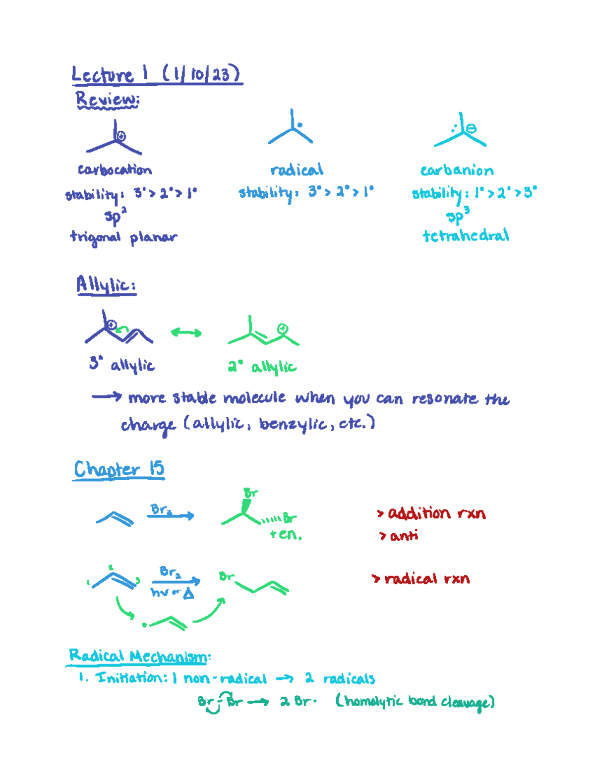 Radical Review - Used for CHEM 334 with Dr. Mary Hollenbeck - EEIEI o I ...