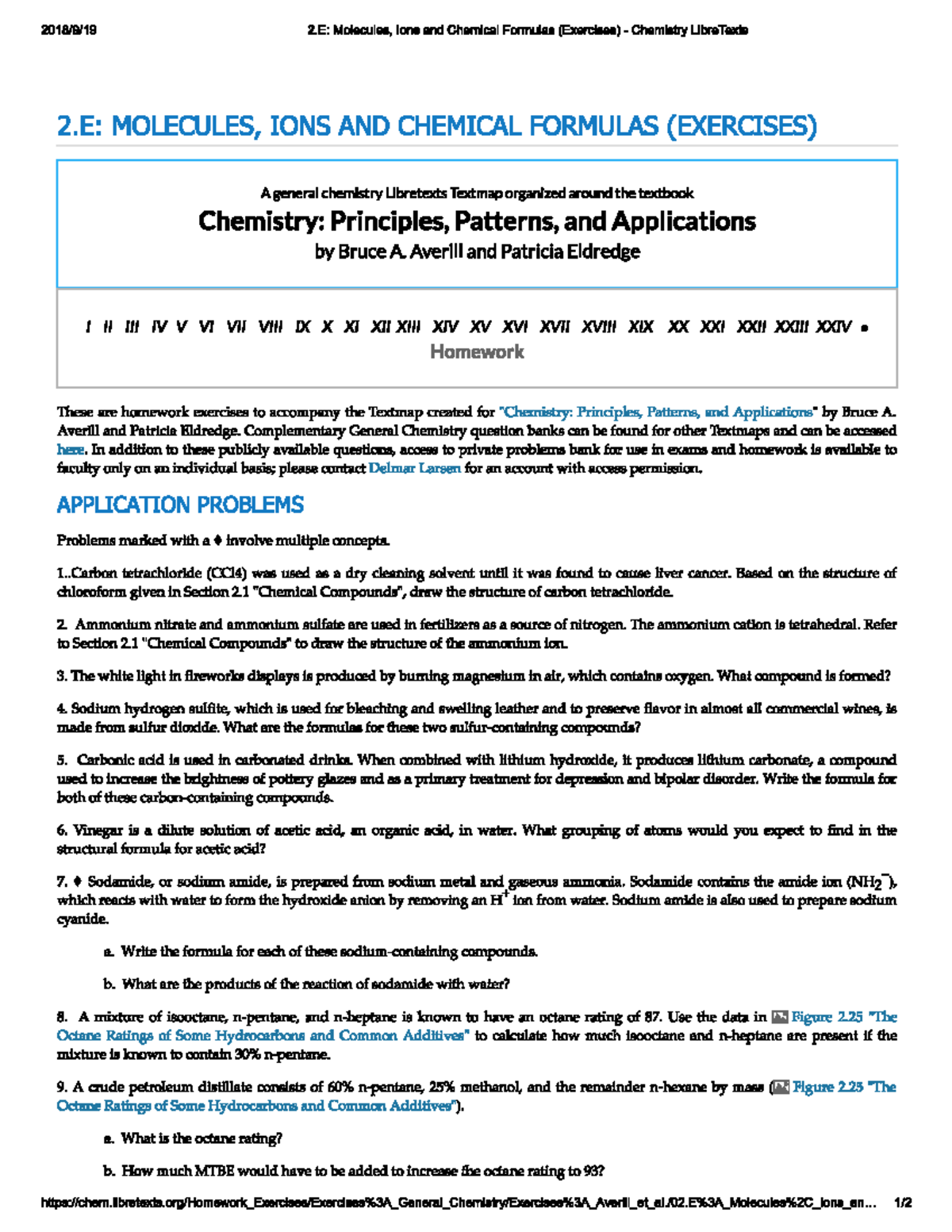 Exercise 1 - 2: Molecules, Ions and Chemical Formulas (Exercises ...