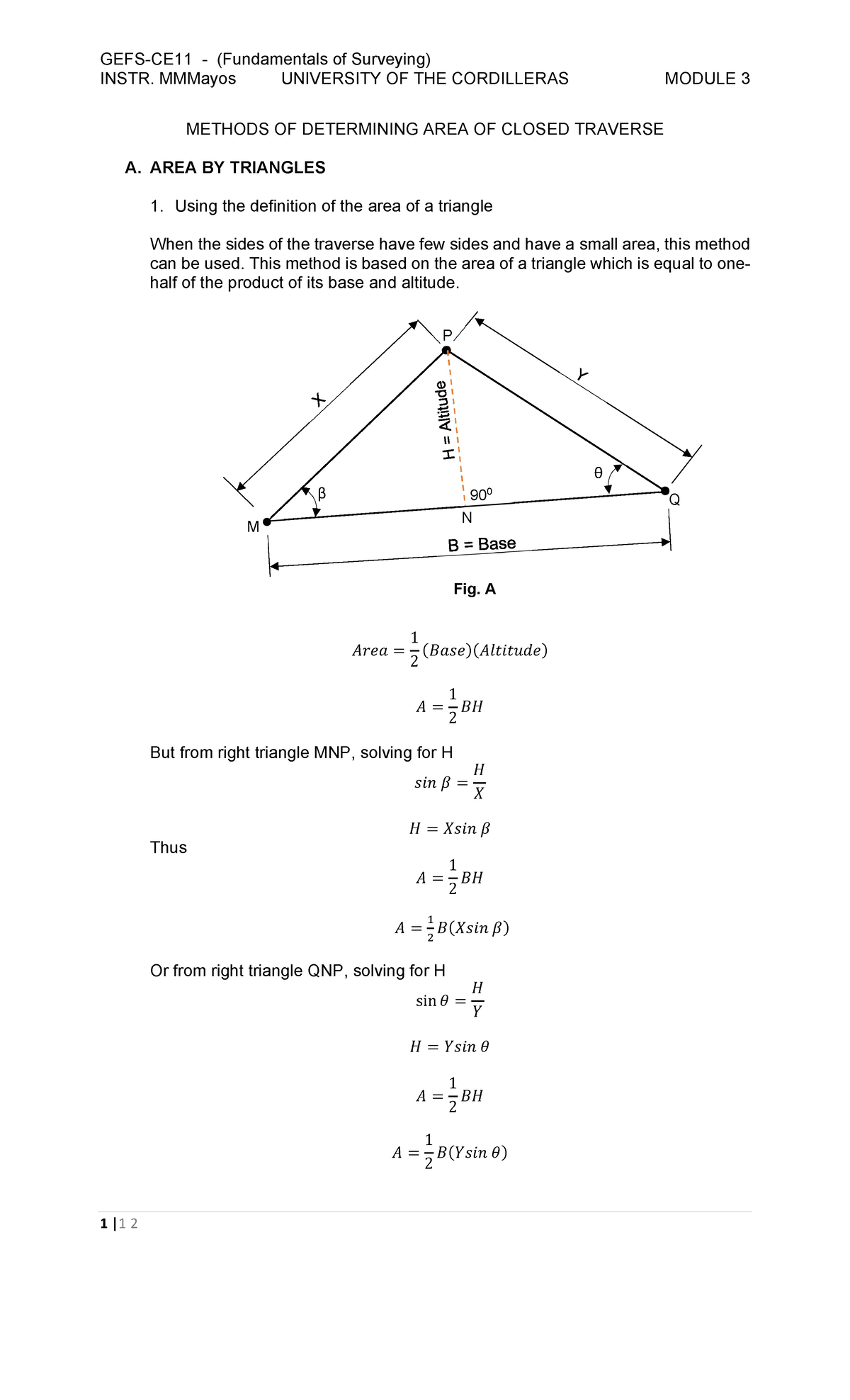 GEFS-CE11 - Area Computation - INSTR. MMMayos UNIVERSITY OF THE ...