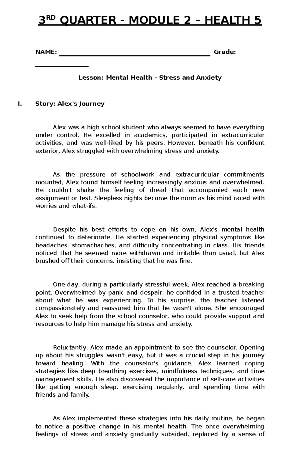 Module for 4th 5th & 6th Graders in Health - 3 RD QUARTER - MODULE 2 ...