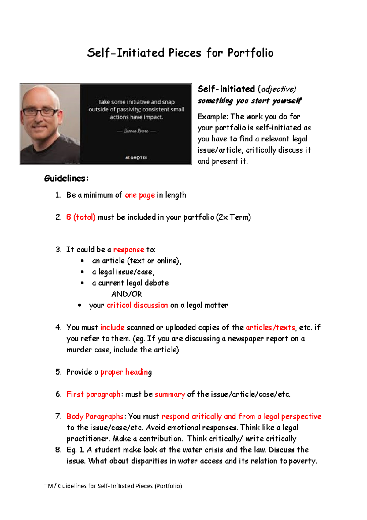 Guidelines for Self Initiated Pieces - Self-Initiated Pieces for ...