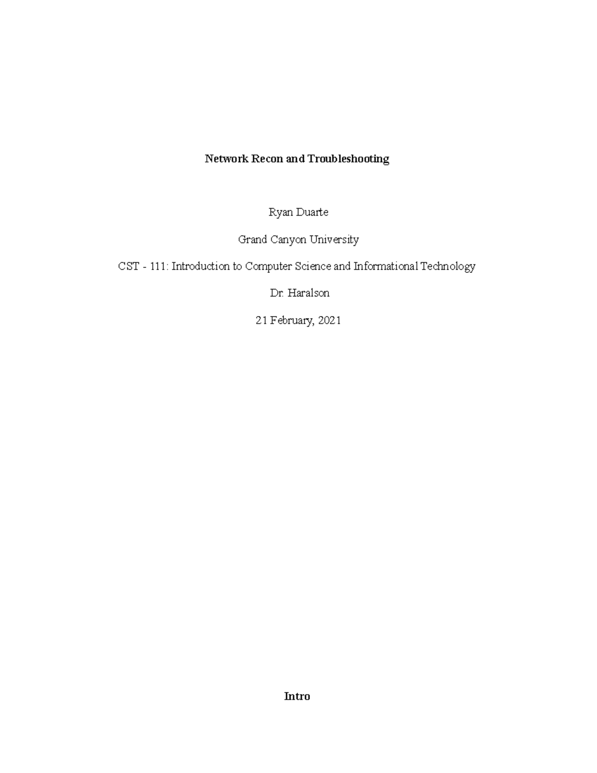 Network Recon and Troubleshooting - CST-111 - GCU - Studocu