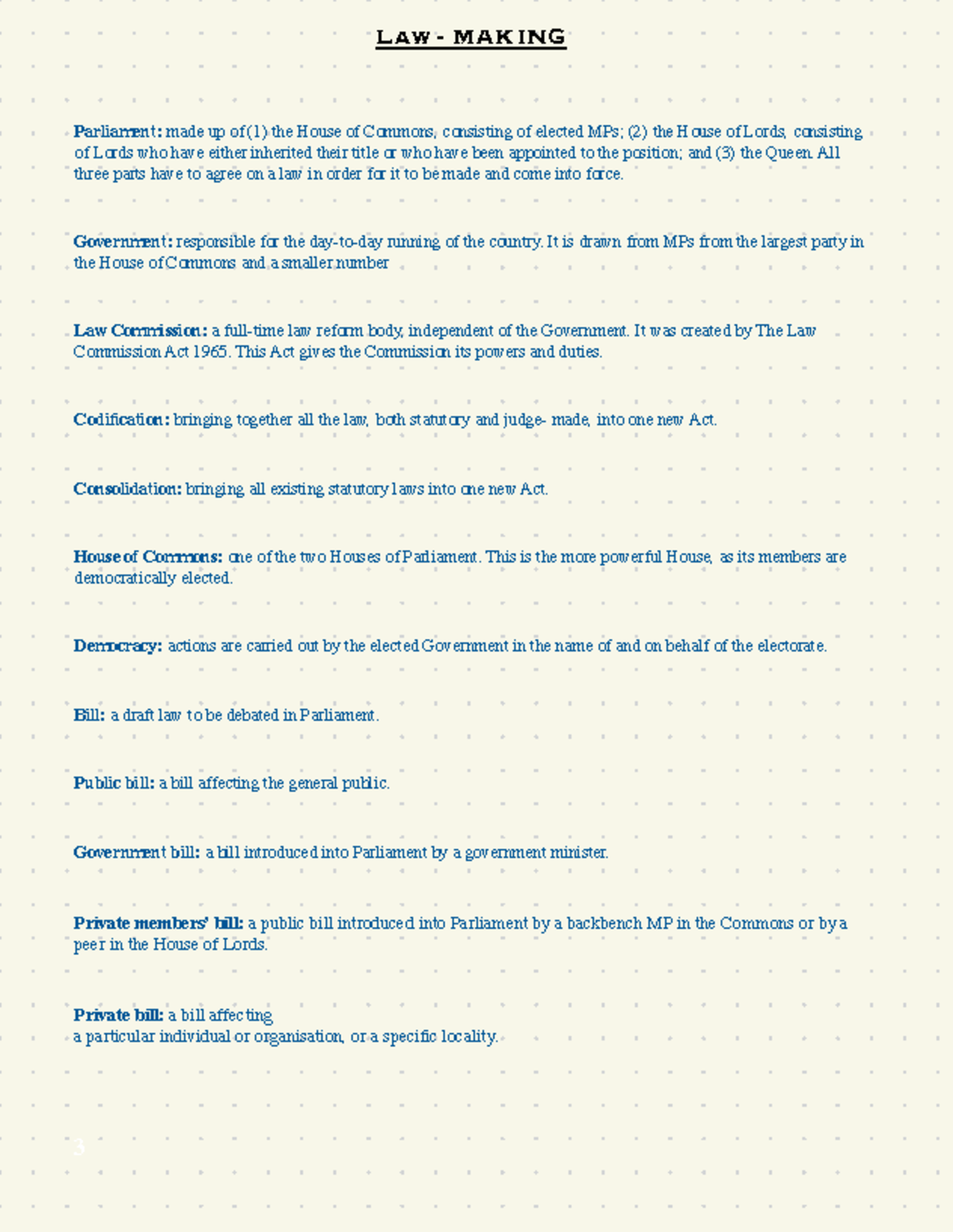 Law Making - ALevel - Lesson - LA5002//LA6030 - Studocu