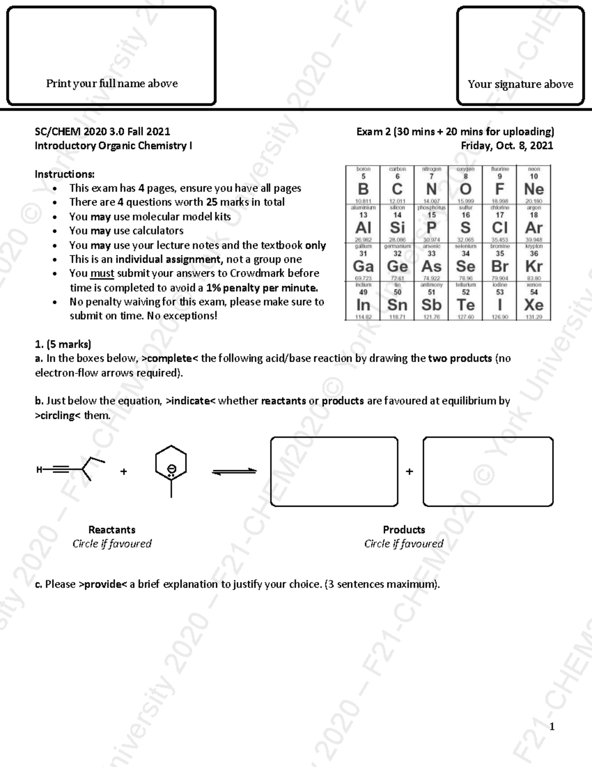 F21-CHEM2020-Exam 2 - DFDDFFD - 1 SC/CHEM 2020 3 Fall 2021 Exam 2 ( 30 ...