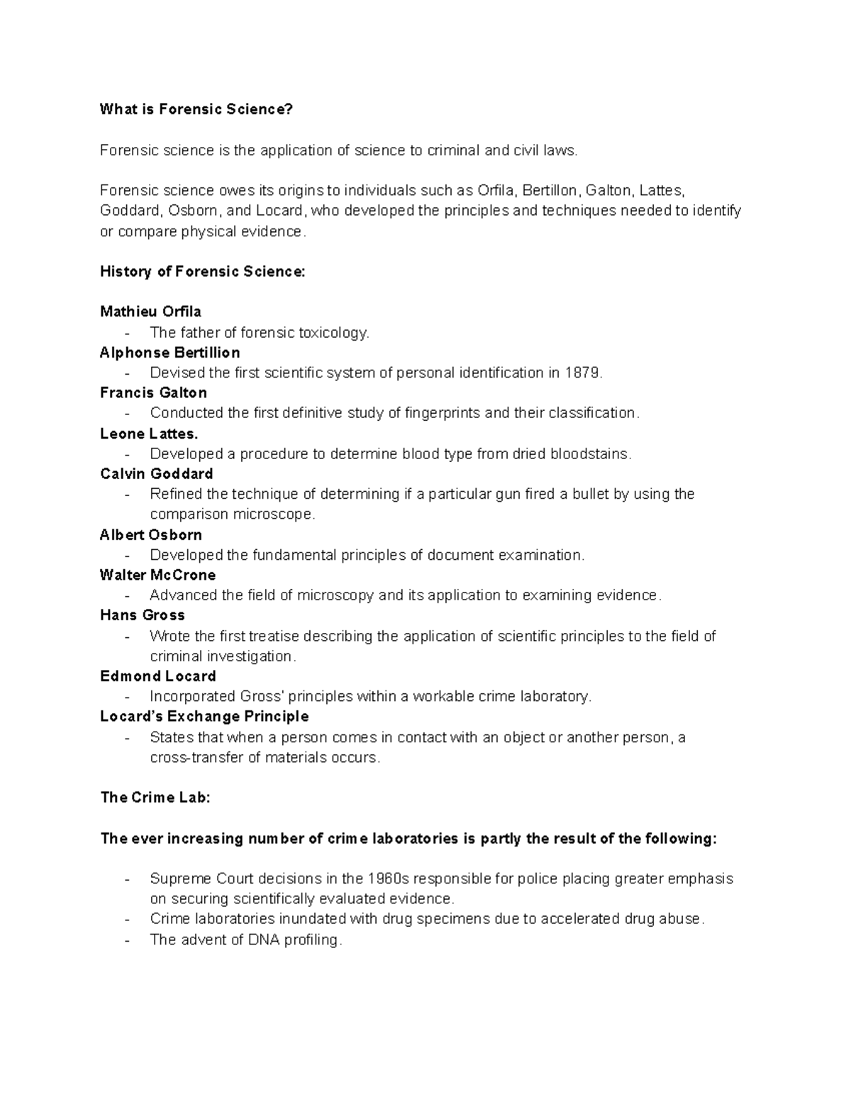 Forensic Science Notes 1 - What is Forensic Science? Forensic science ...