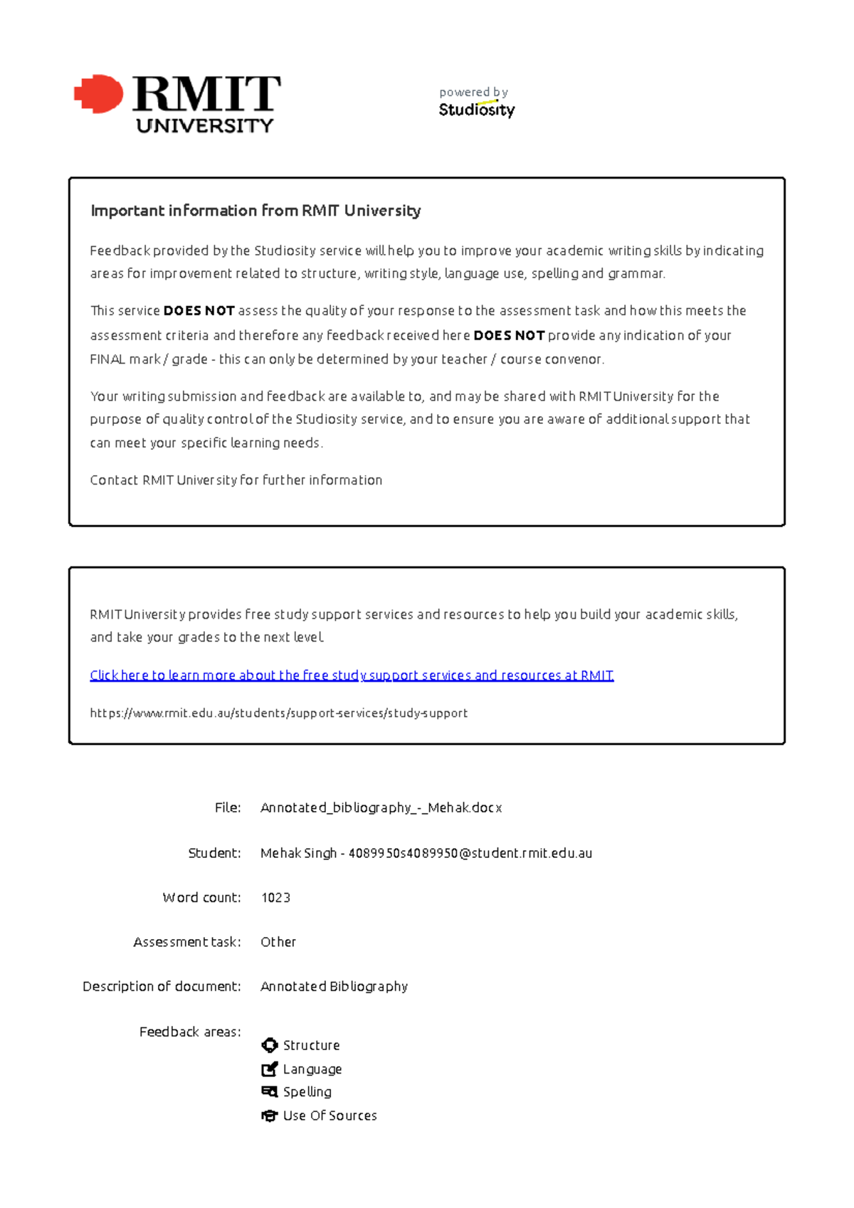 Annotated bibliography - powered by Important information from RMIT ...