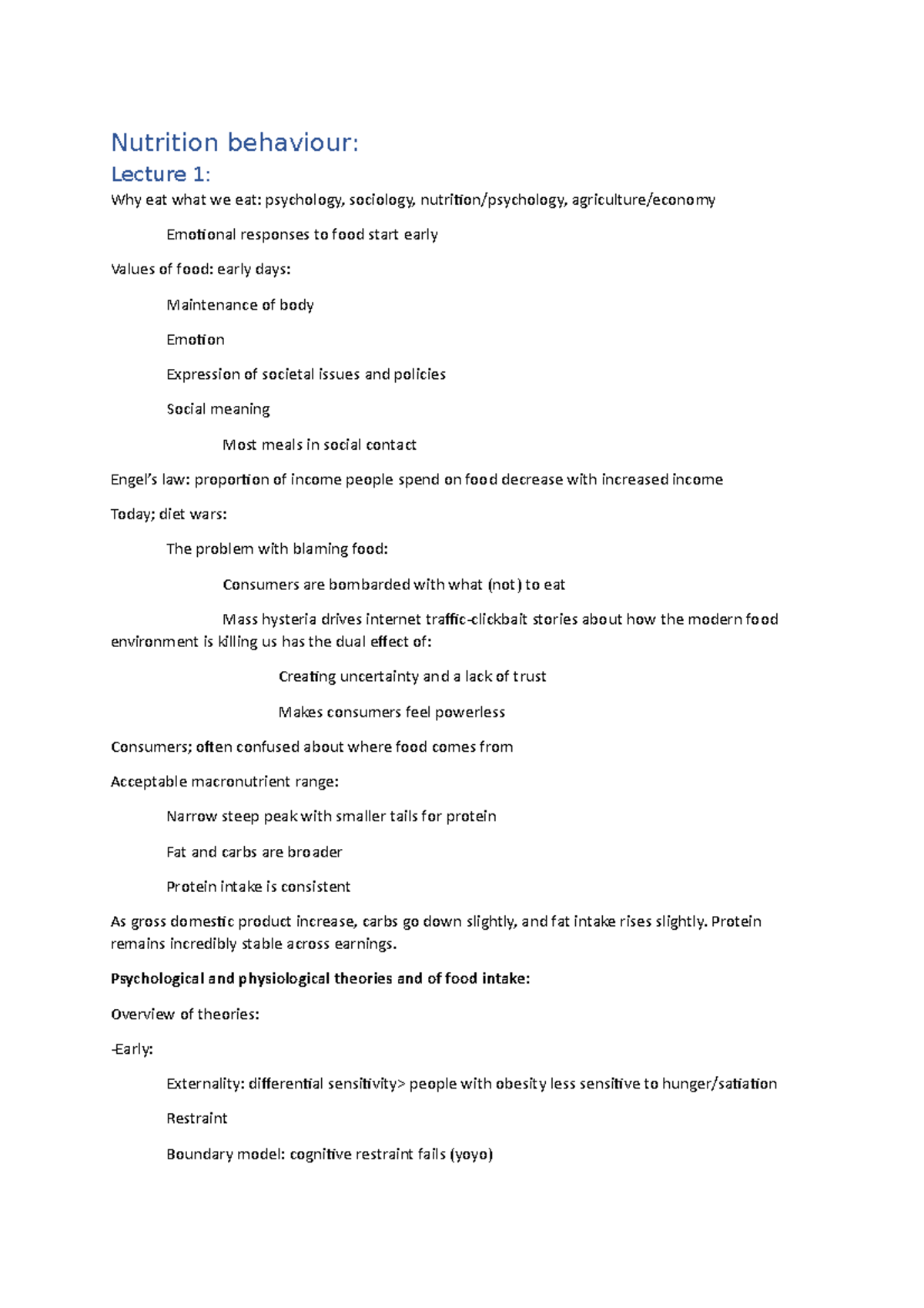 Nutrition behaviour - Nutrition behaviour: Lecture 1: Why eat what we ...