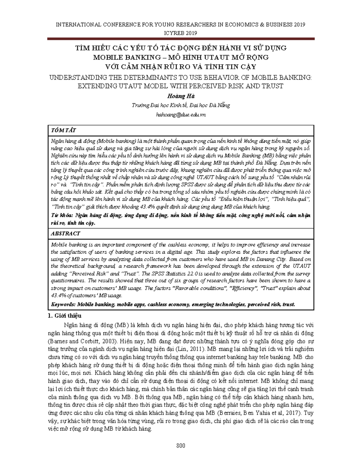 Understanding The Determinants To Use Behavior Of Mobile Banking - Extending Utaut Model With ...