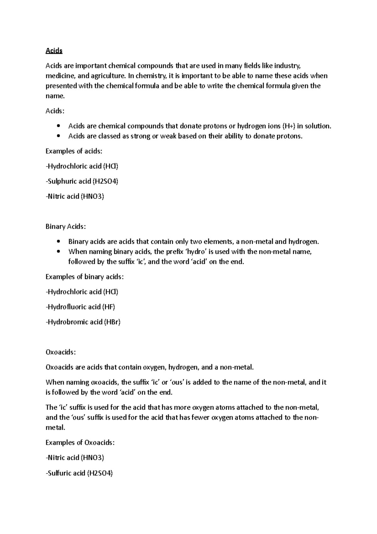 Acids - what they are and how to name them - Acids Acids are important ...