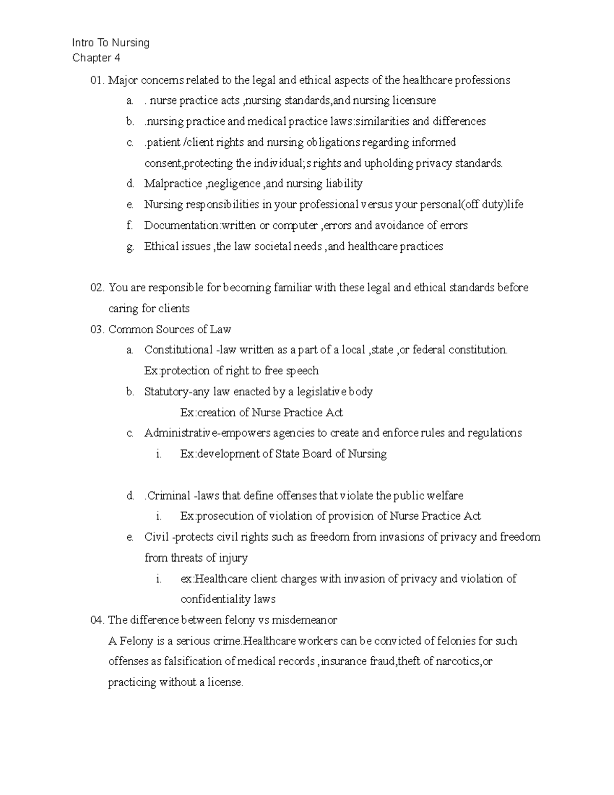 Into to nursing chap 4 - n/a - Chapter 4 01. Major concerns related to ...