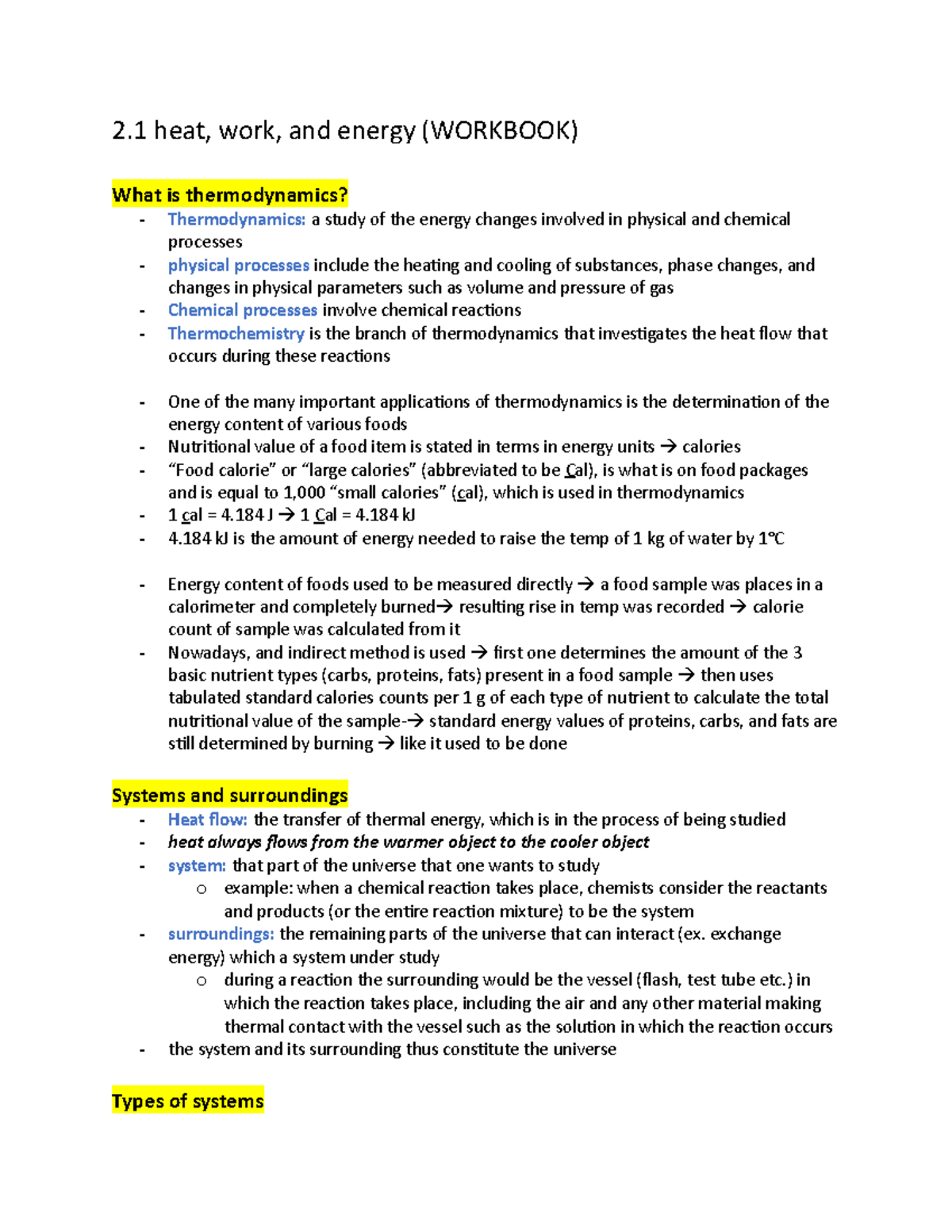 Chemistry lesson 2 (energy, thermodynamics, enthalpy) - 2 heat, work ...