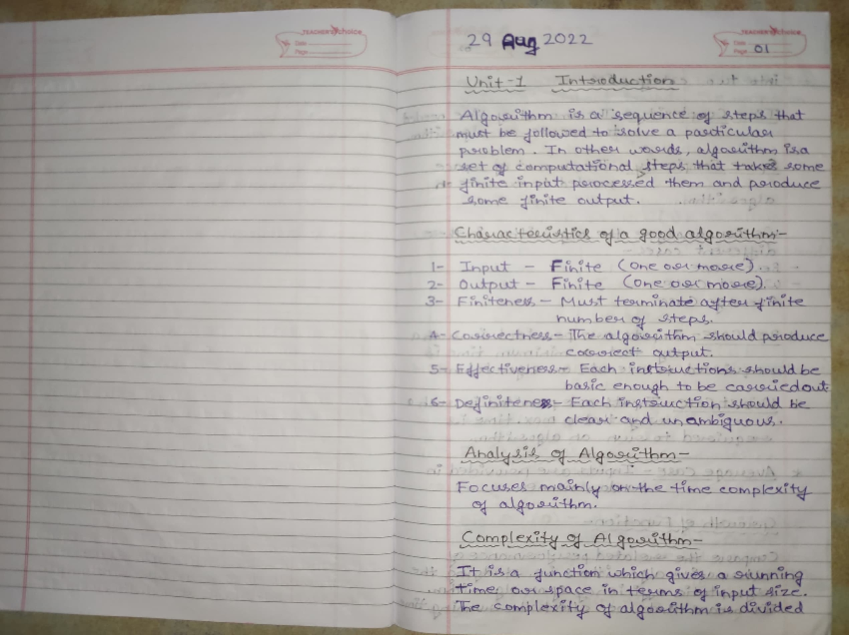 DAA Unit 1 - B.tech - Studocu