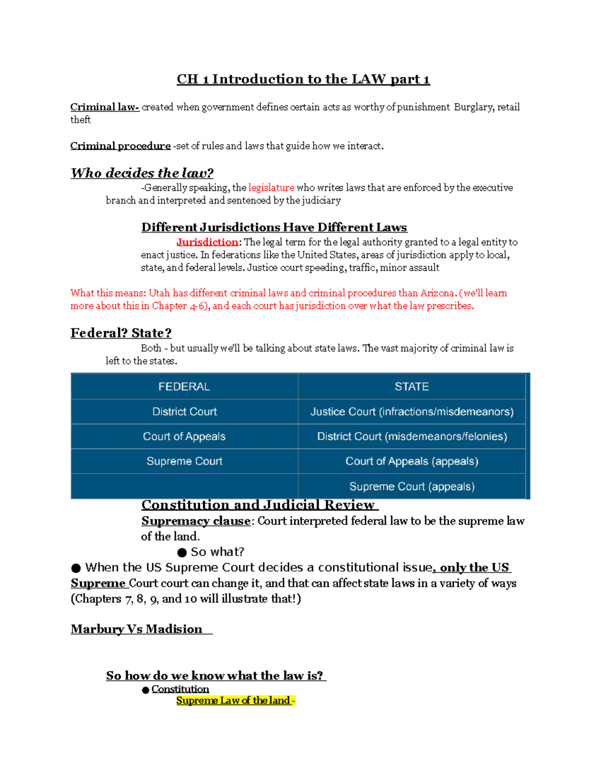 Ch 1 introduction to the law part 1 - CH 1 Introduction to the LAW part ...