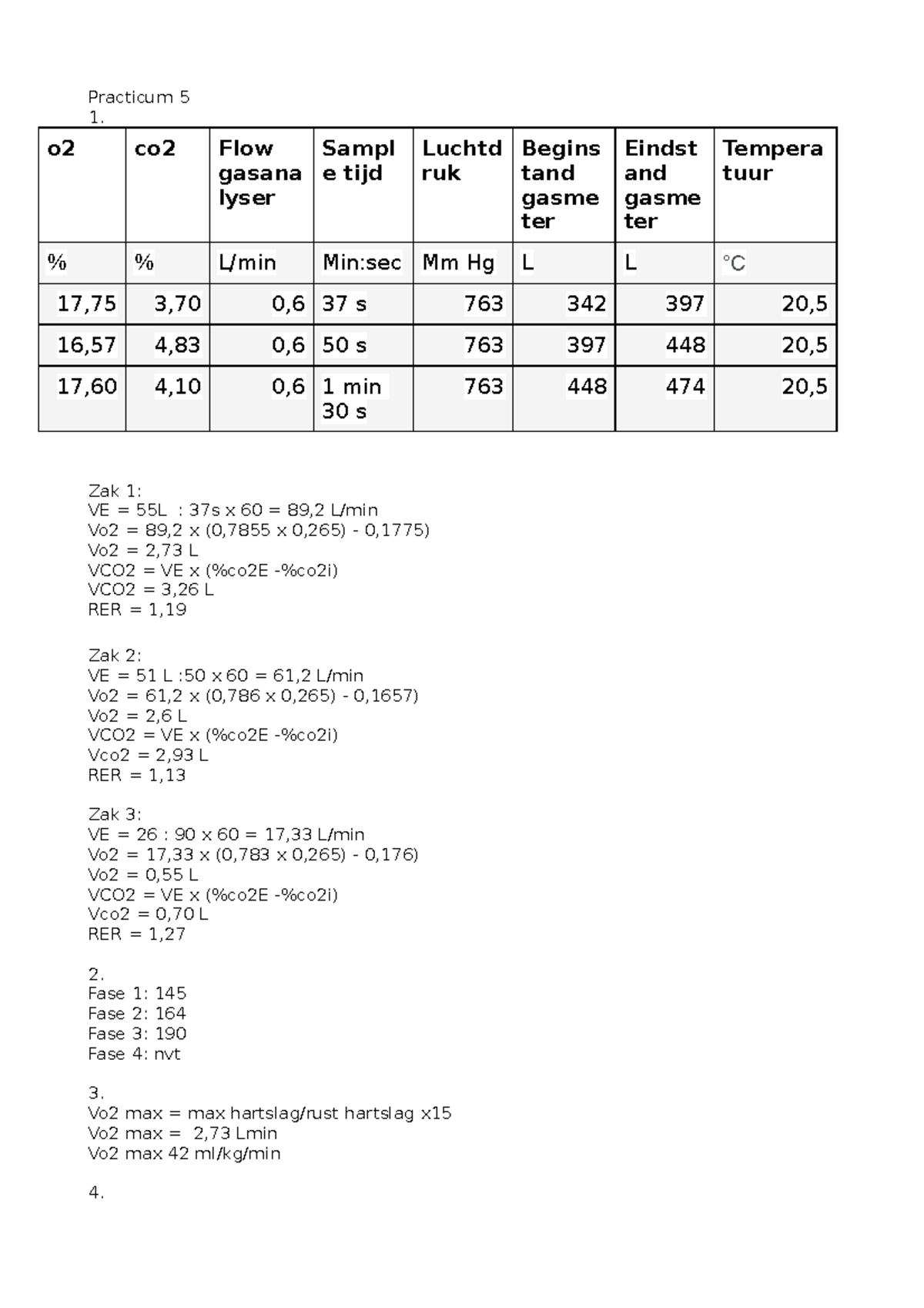 Practicum 5 - Practicum 5 1. o2 co2 Flow gasana lyser Sampl e tijd ...