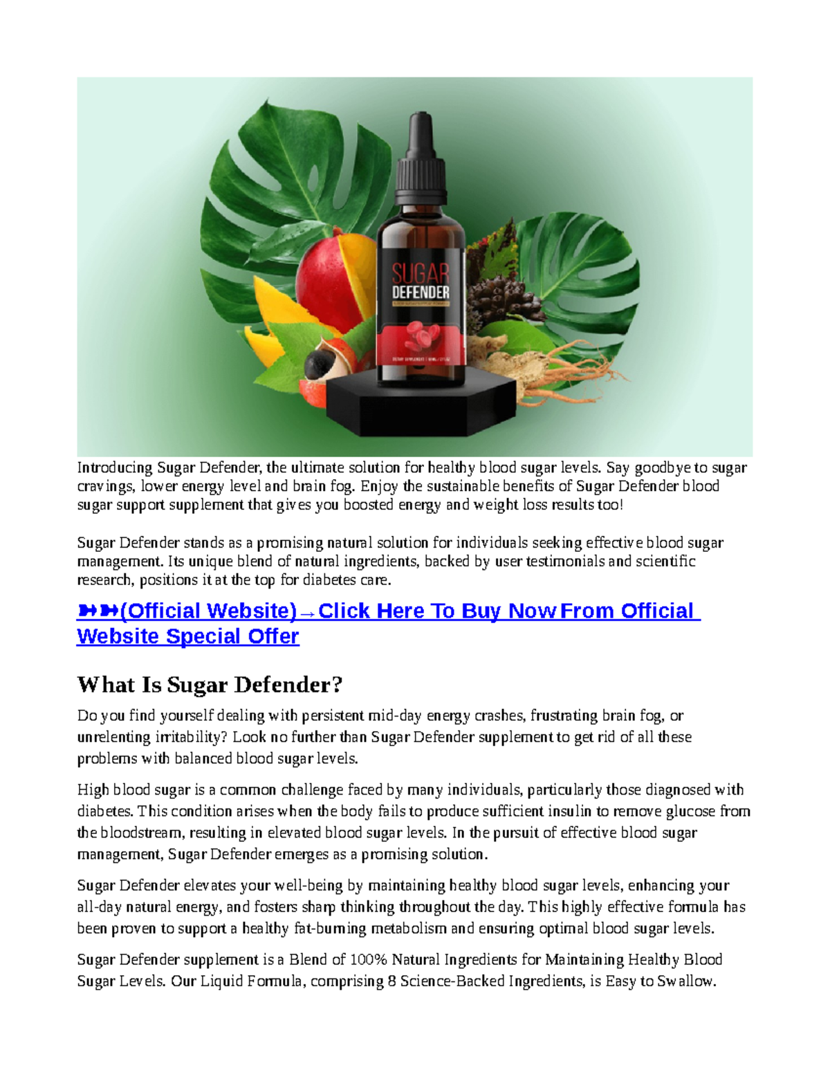 Sugar Defender - Cellucare Official Website US - Introducing Sugar ...