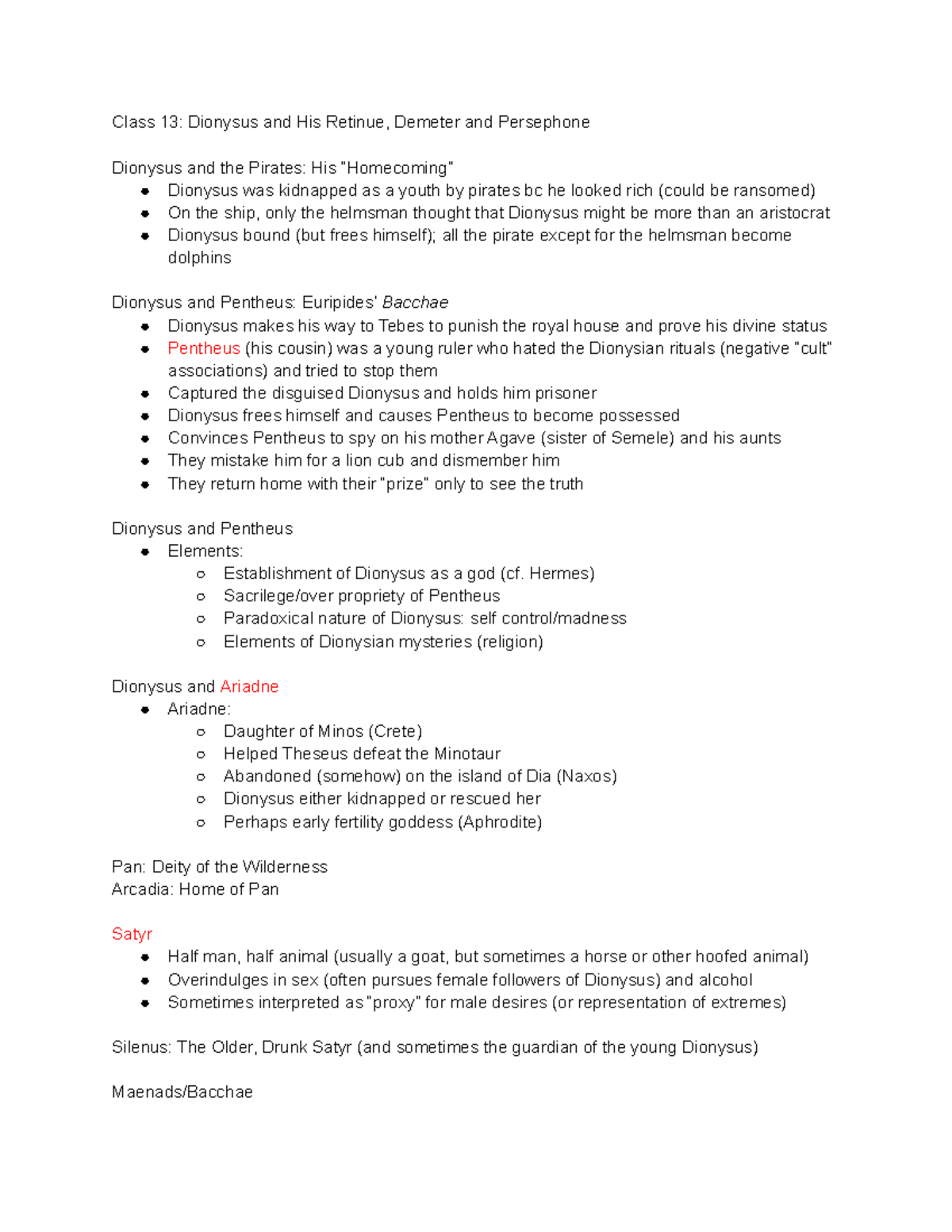 3/22 Class Notes - Dionysus, Demeter, and Persephone - Class 13 ...