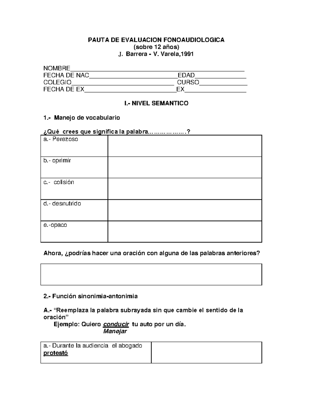 PEFE +12 - test PEFE mayores de 12 años - PAUTA DE EVALUACION ...