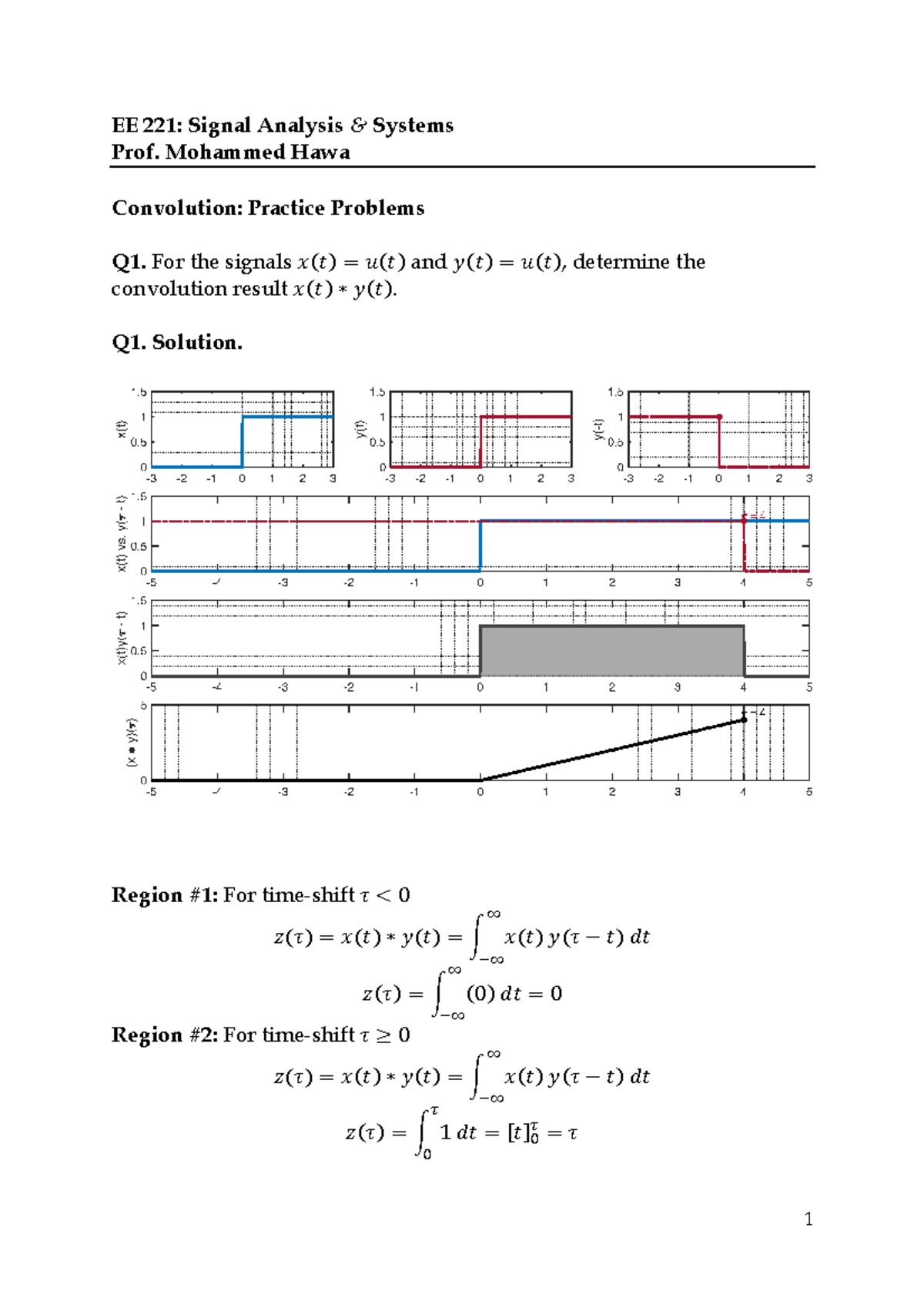 23 Convolution Practice Problems - EE 221: Signal Analysis & Systems ...