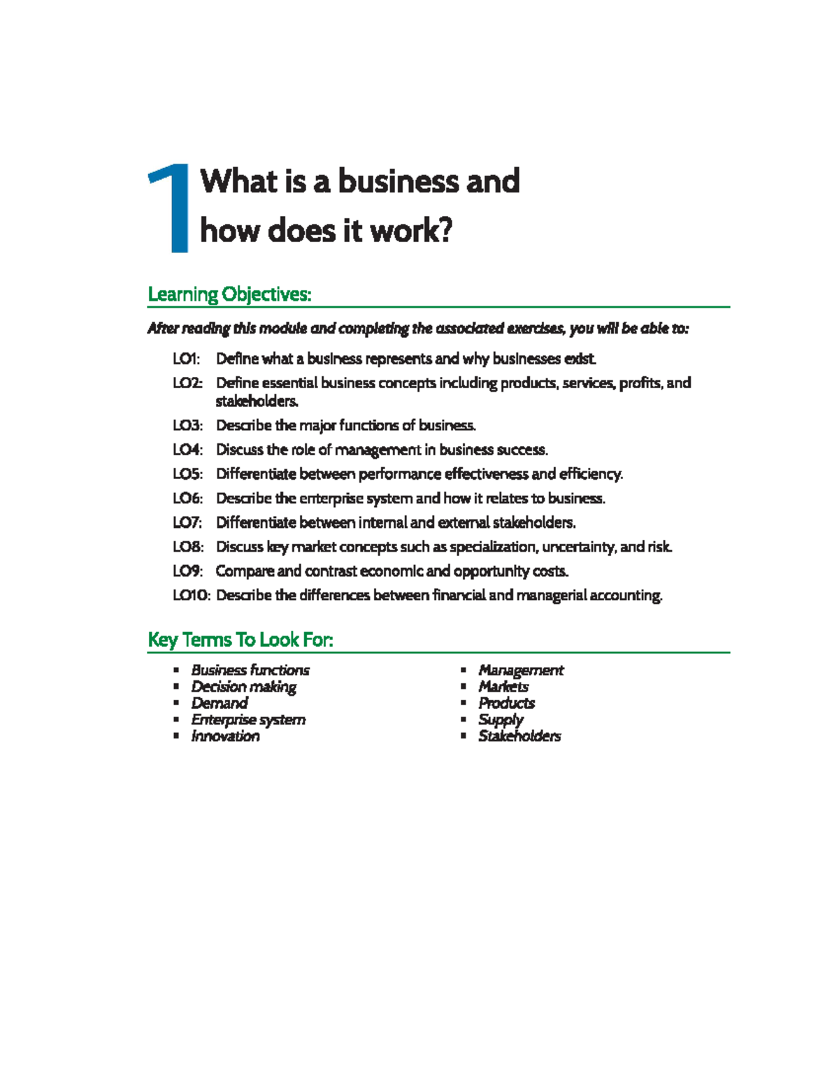 Module 1 - Lecture notes 1 - What is a business and how does it work ...