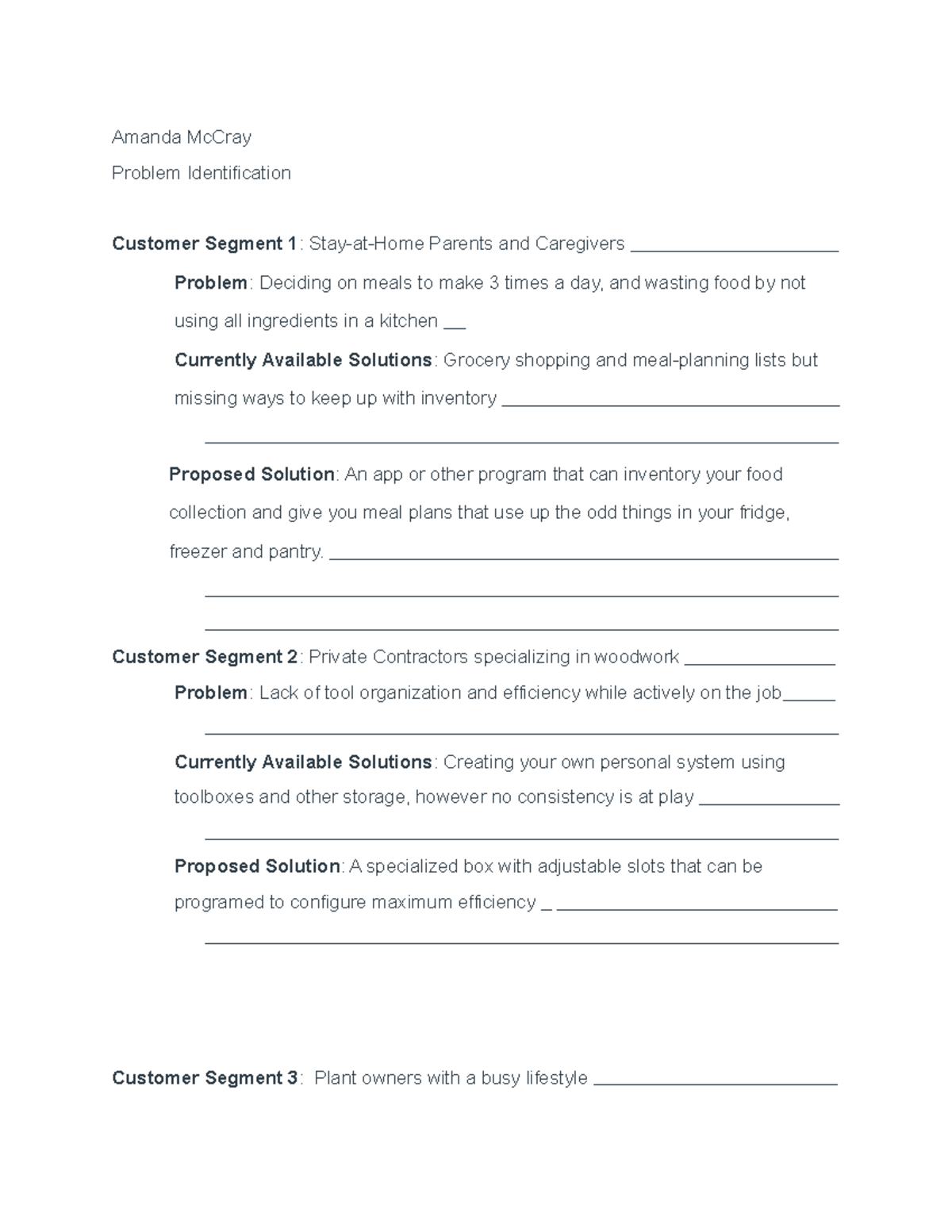 Problem Identification Assignment - Amanda McCray Problem ...