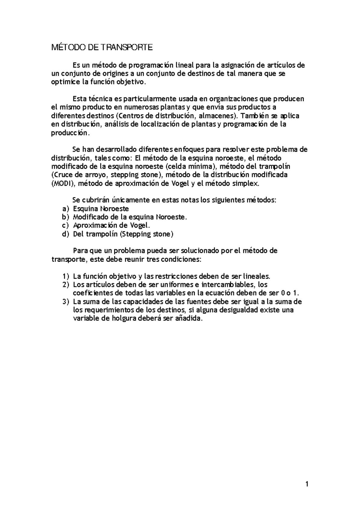 Ejemplos M TODO DE Transporte - MÉTODO DE TRANSPORTE Es un mÈtodo de ...