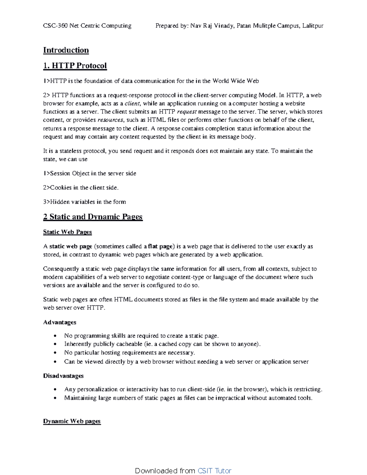 Net Centric Computing Note Csc 360 Net Centric Computing Prepared By