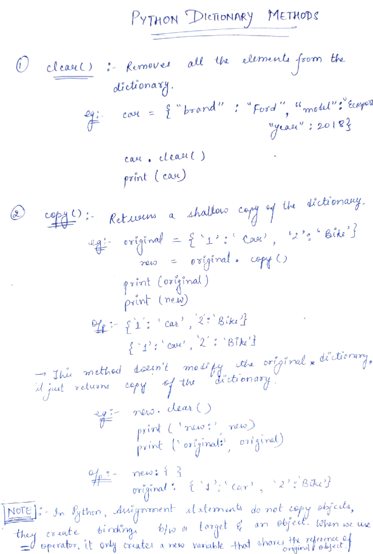 String List Dict Tuple Methods Python Dictionary Methods 1 Clear 2843
