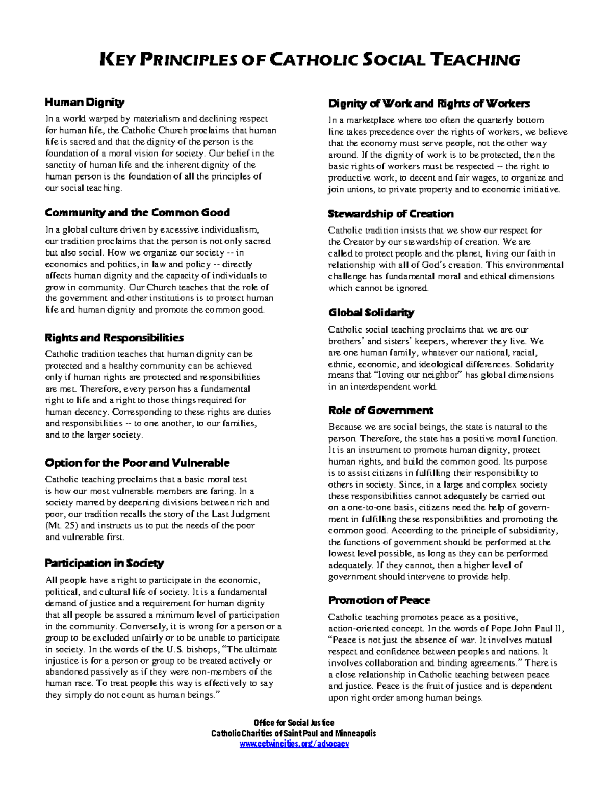 Key 10 Principles of CST 1 pager 2017 - KEY PRINCIPLES OF CATHOLIC ...