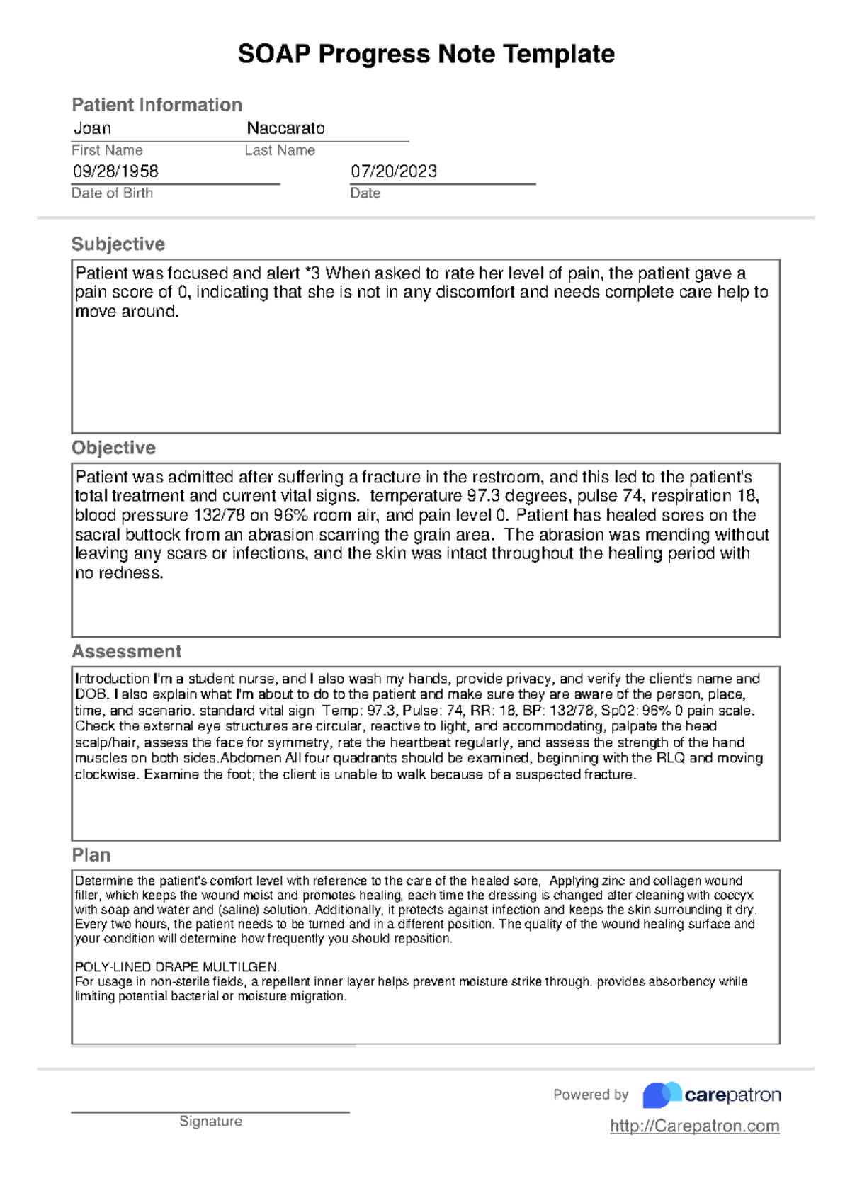 SOAP Noted - none - Joan Naccarato 09/28/1958 07/20/ Patient was ...