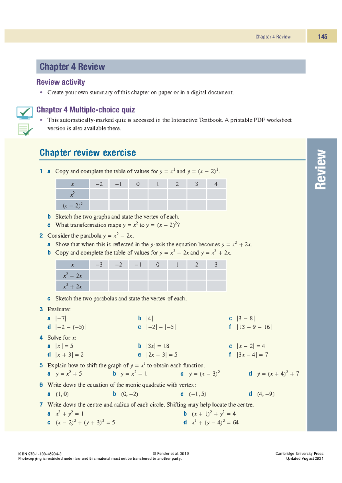 Chapter 4 review - Chapter 4 Review 145 Chapter 4 Review Review ...