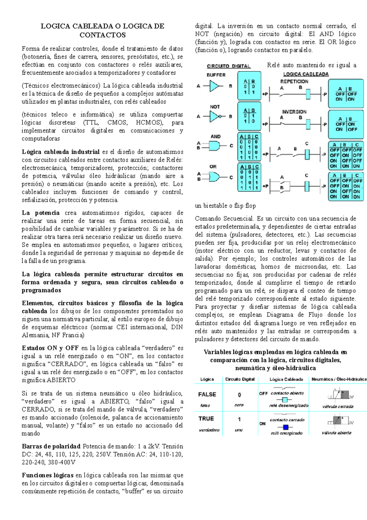 Logica Cableada O Logica DE Contactos - LOGICA CABLEADA O LOGICA DE ...