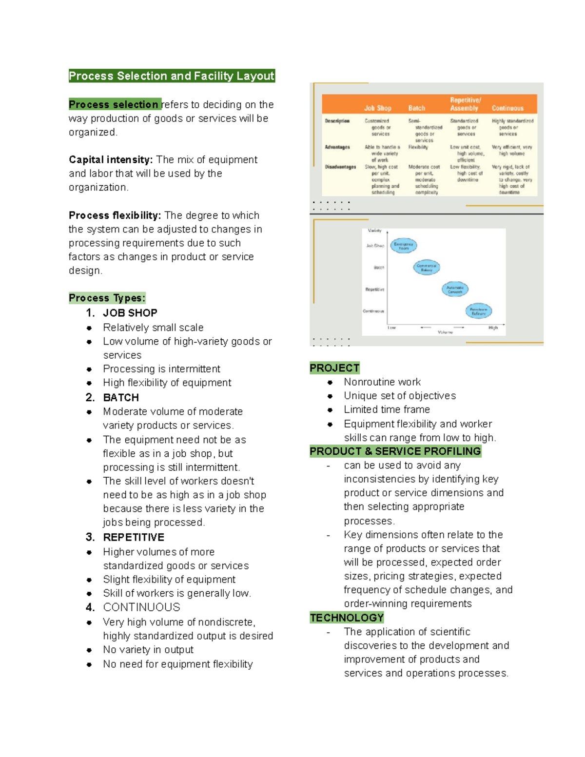 Process Selection and Facility Layout - Capital intensity: The mix of equipment and labor that ...