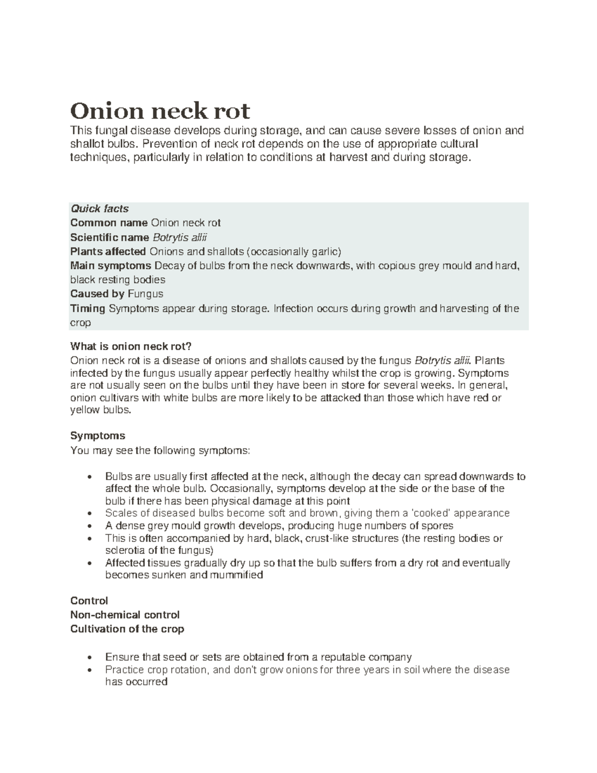 Onion neck rot - ERTEYVGUHBNJKML;,L - Onion neck rot This fungal ...
