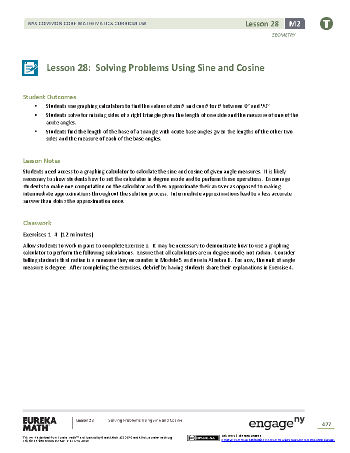 Geometry m2 topic e lesson 28 teacher - GEOMETRY Lesson 28: Solving ...