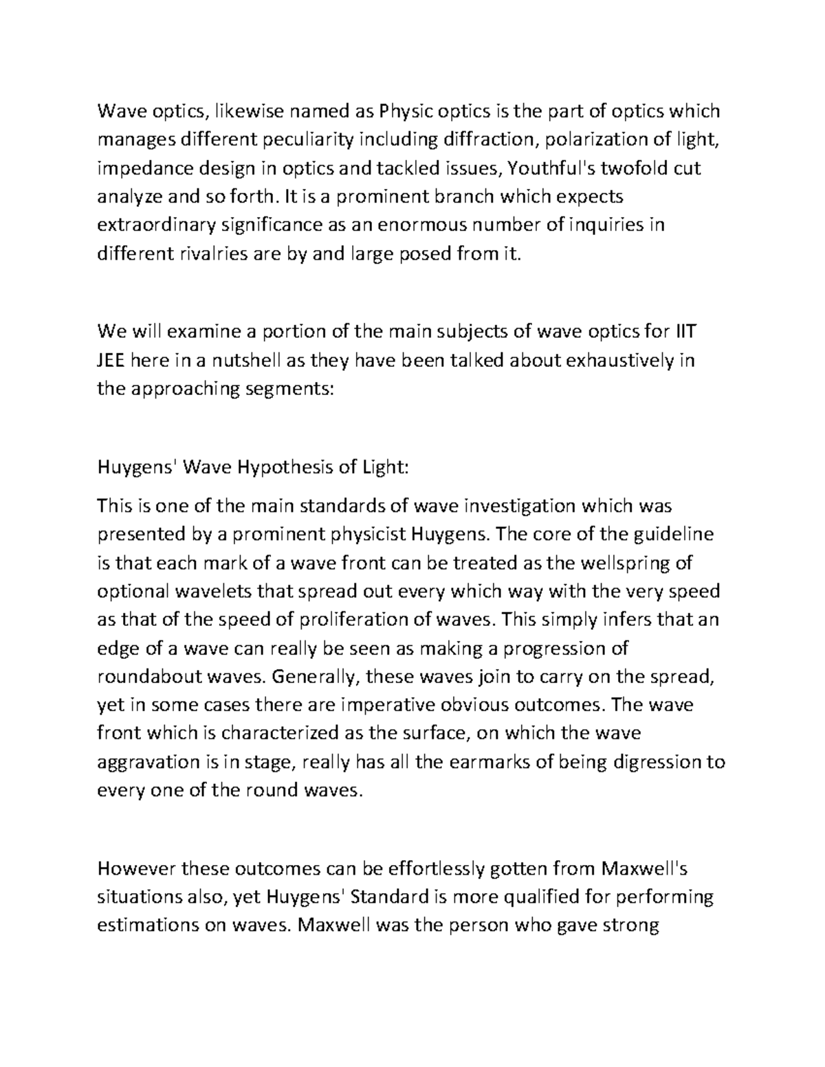 Document(13) - Short lecture notes - Wave optics, likewise named as ...