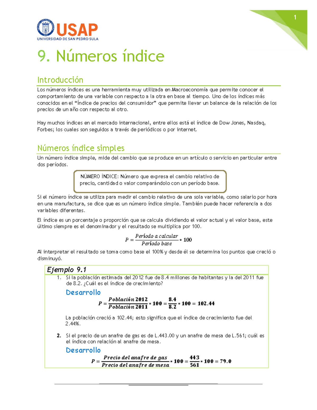 Numeros indices - 9. Números índice Introducción Los números índices es ...