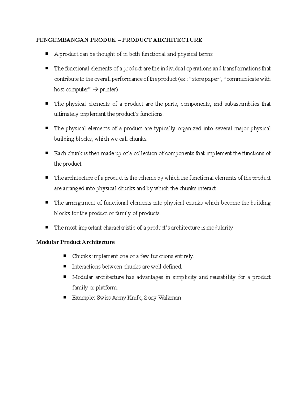 Product Development Product Architecture - PENGEMBANGAN PRODUK ...