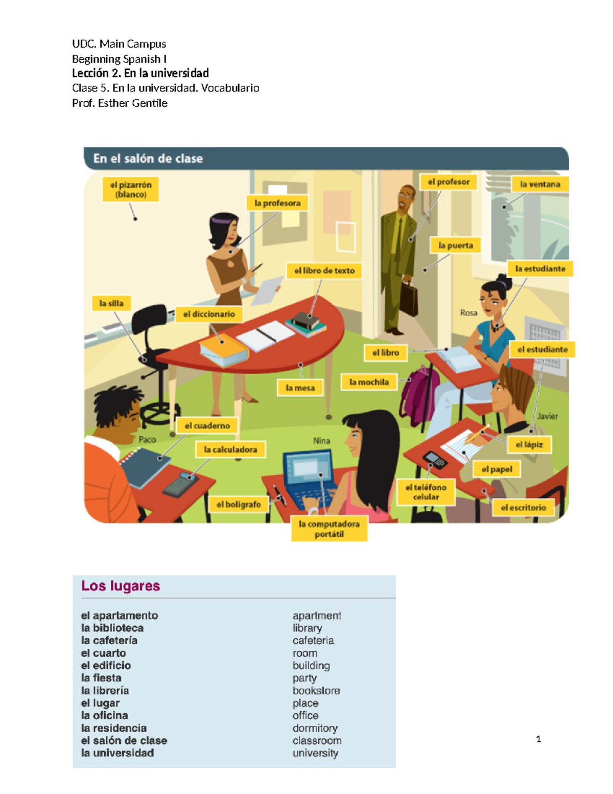 2.1. Lección 2. Vocabulario - UDC. Main Campus Beginning Spanish I ...