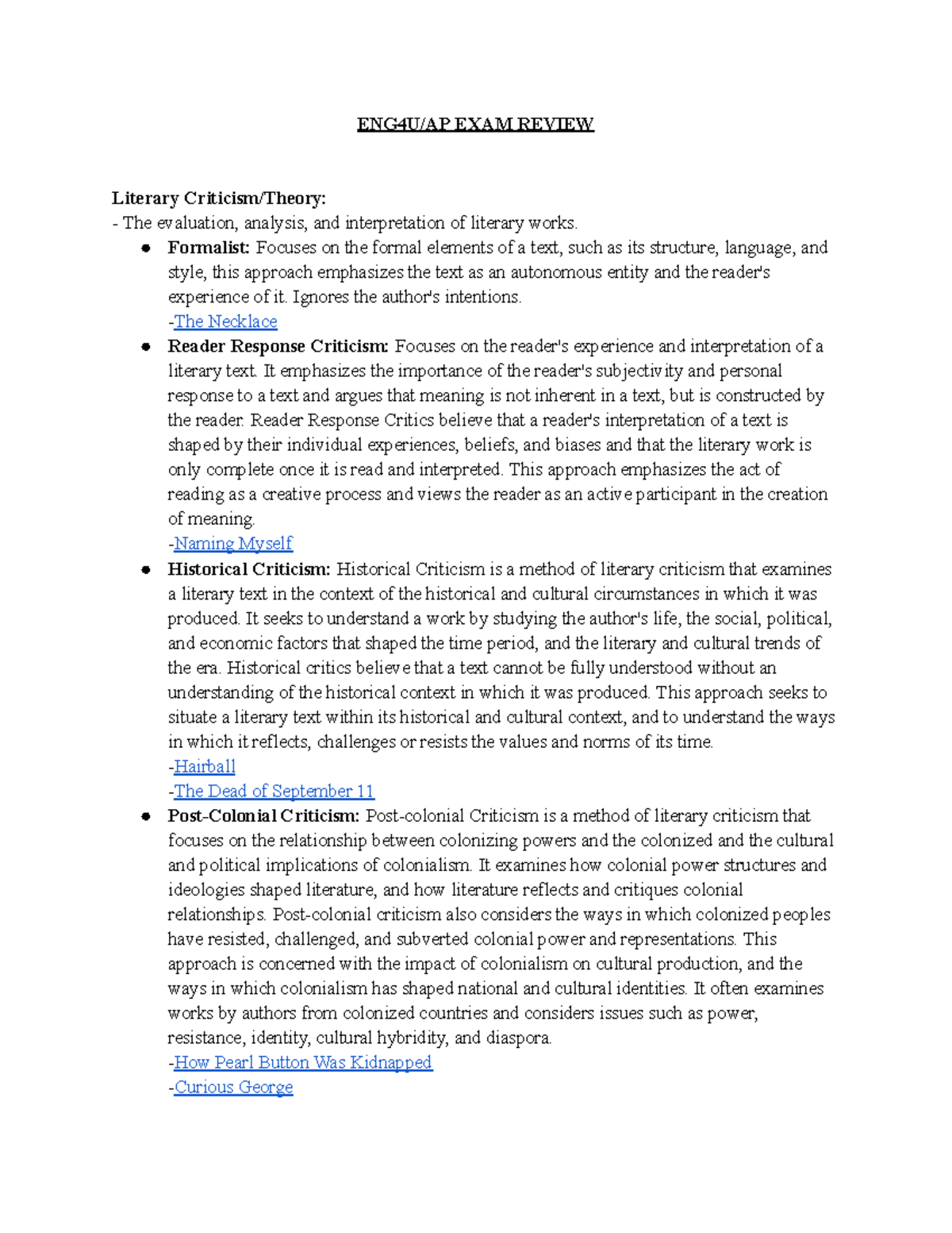 ENG4U AP EXAM Review - EXAM Notes for gr.12 AP ENG - ENG4U/AP EXAM ...